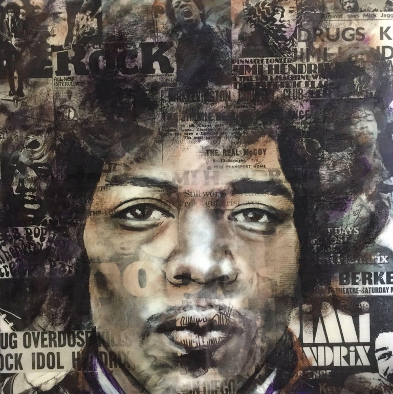Kelley Ryan - Jimi Hendrix, Painting, Acrylic on Canvas For Sale at 1stDibs