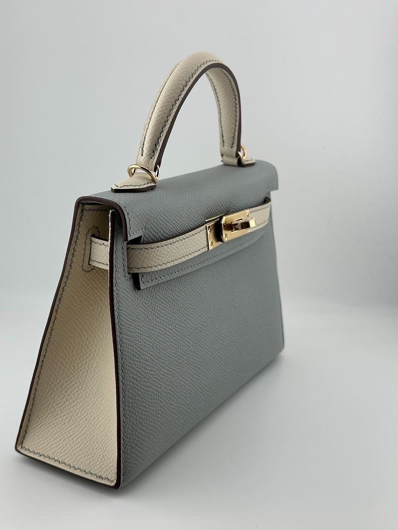 Kelly 20 Mini (New 2024) Bleu Pâle and Nata Epsom Permabrass For Sale ...