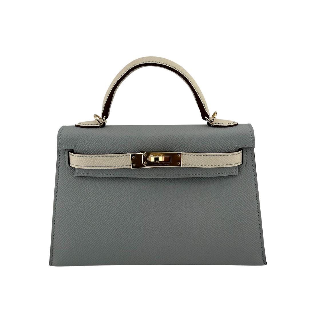 Kelly 20 Mini (New 2024) Bleu Pâle and Nata Epsom Permabrass For Sale ...