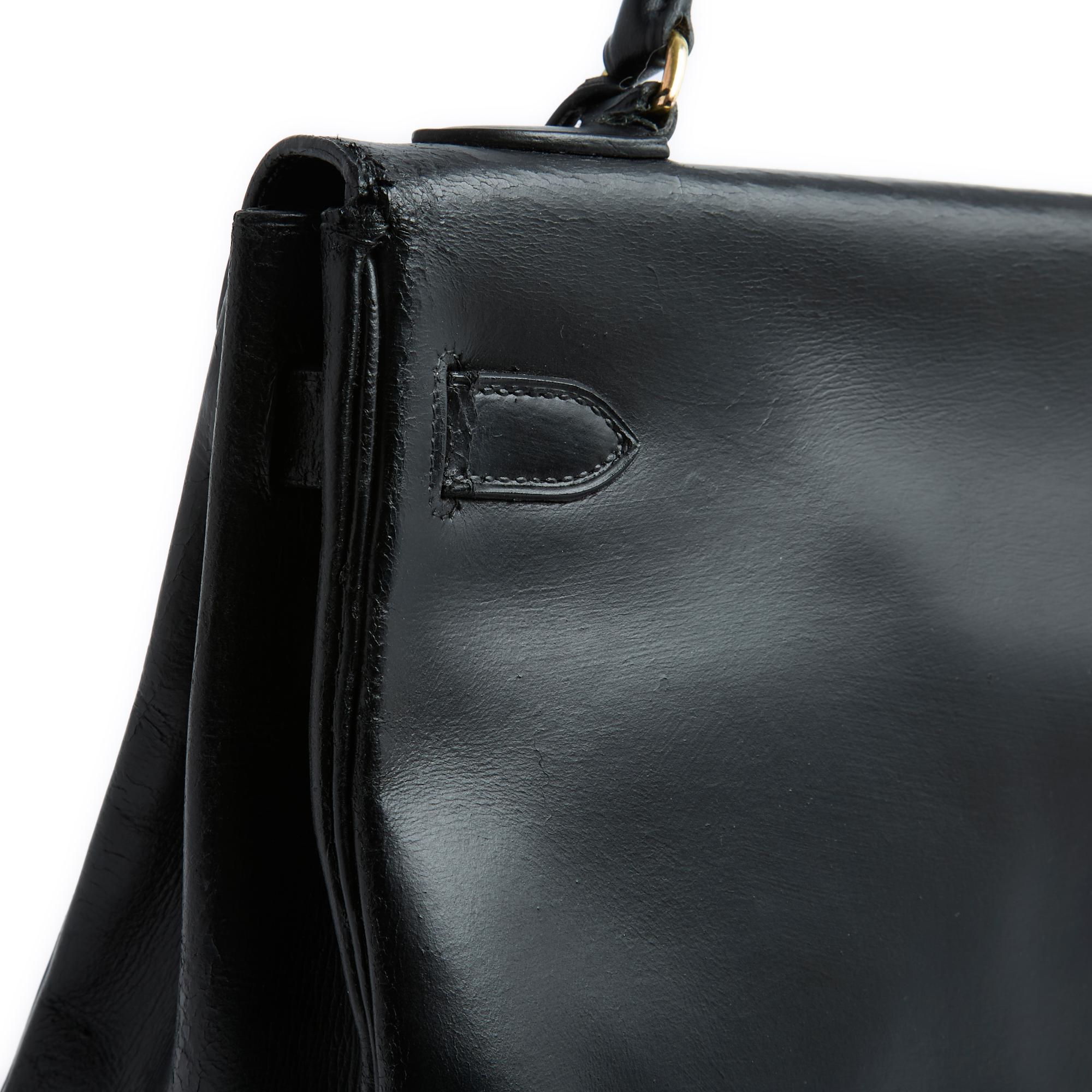 Kelly 32 Box Leather Black 1970s For Sale at 1stDibs