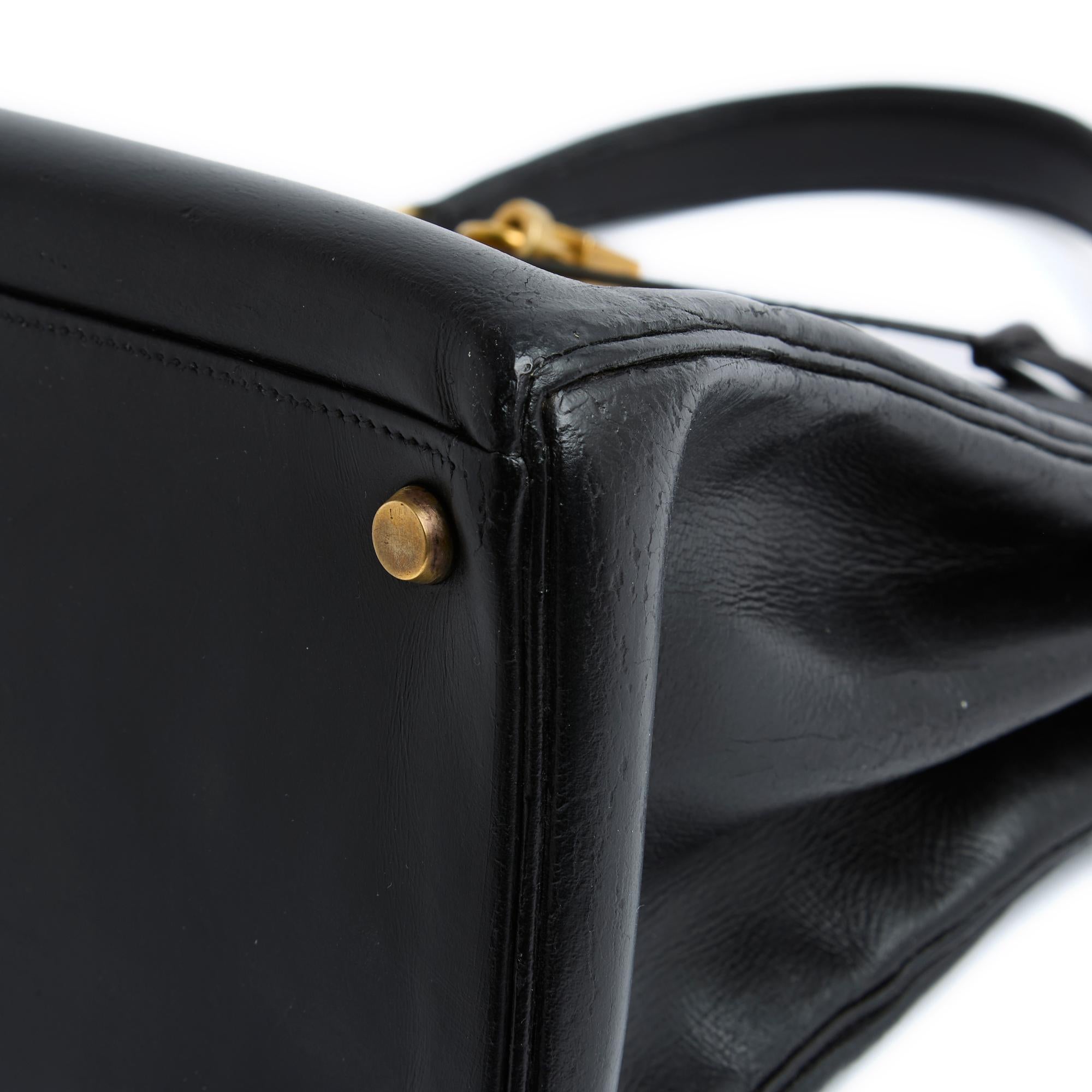 Kelly 32 Box Leather Black 1970s For Sale at 1stDibs