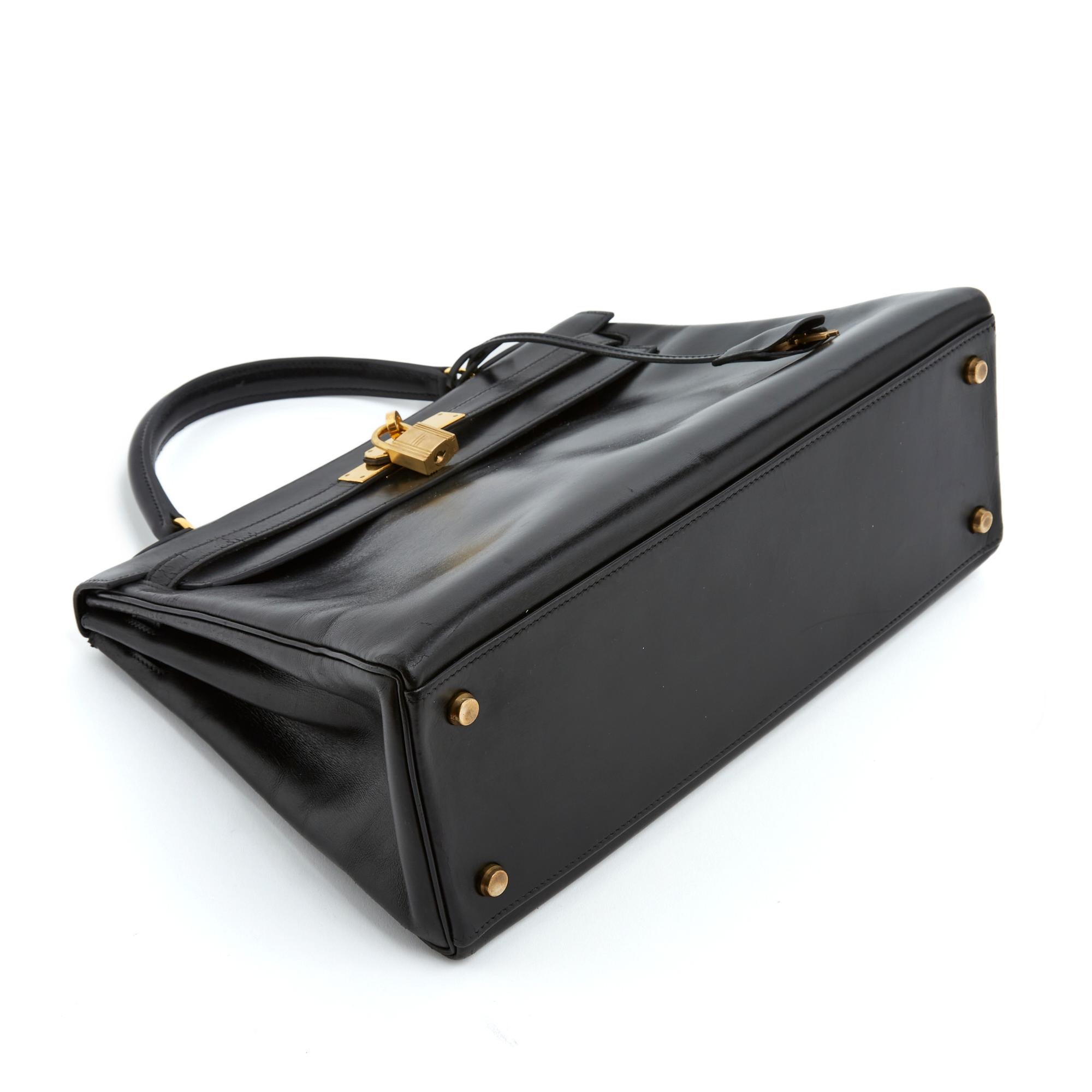 Kelly 32 Box Leather Black 1977 For Sale at 1stDibs