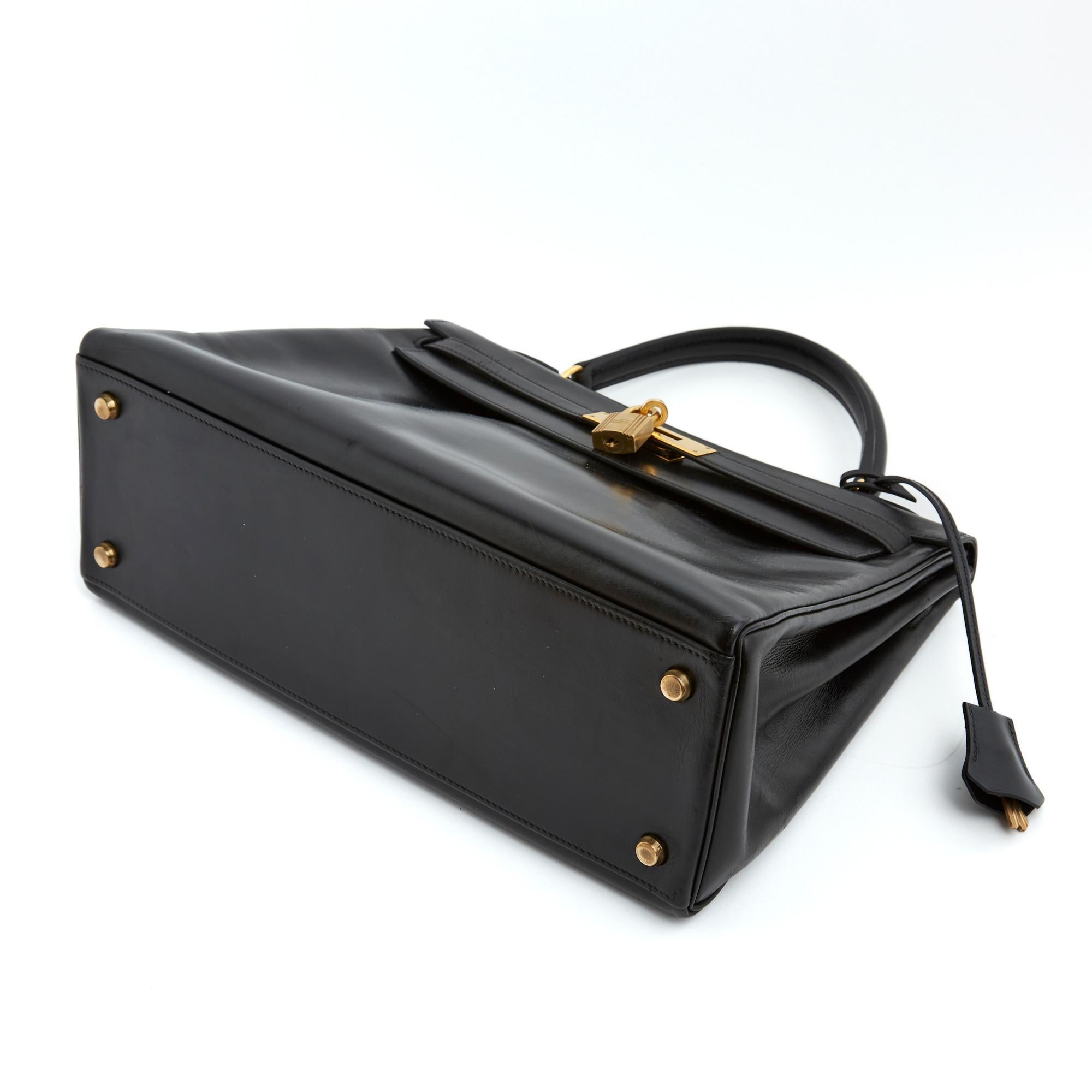 Kelly 32 Box Leather Black 1977 For Sale at 1stDibs