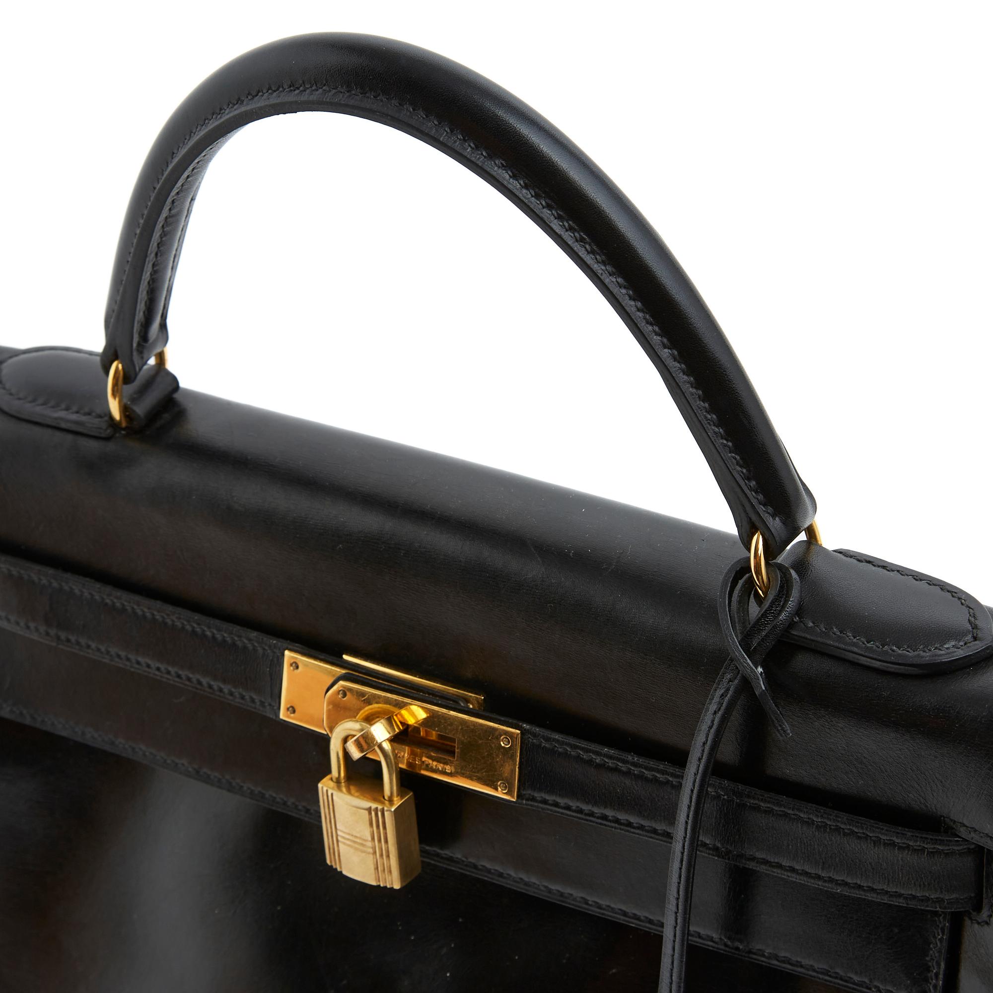 Kelly 32 Box Leather Black 1977 For Sale at 1stDibs