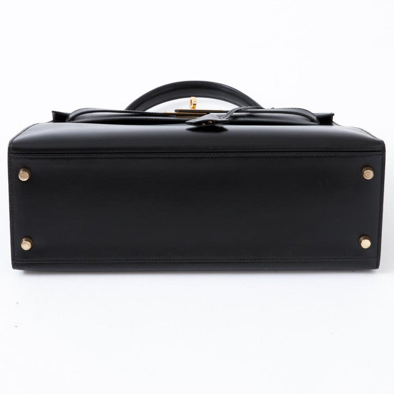 Kelly Bag 32 Black Box leather Bag For Sale at 1stDibs