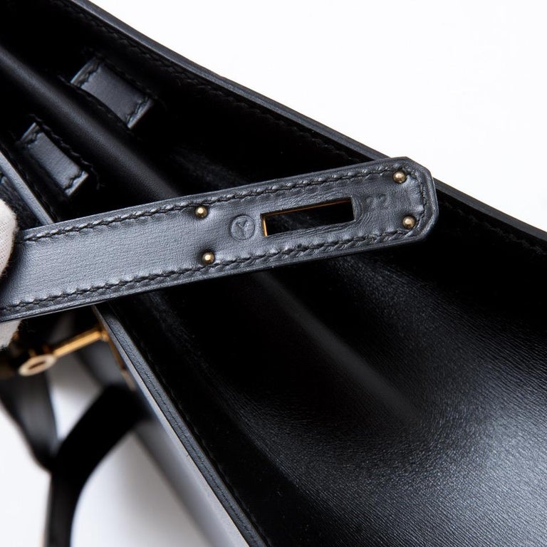 Kelly Bag 32 Black Box leather Bag For Sale at 1stDibs