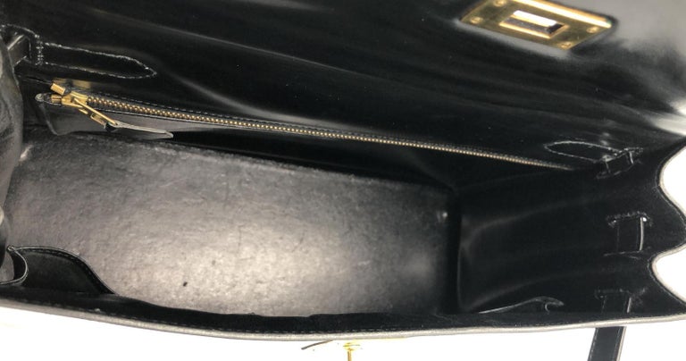 Kelly Bag 32 Black Box leather Bag For Sale at 1stDibs
