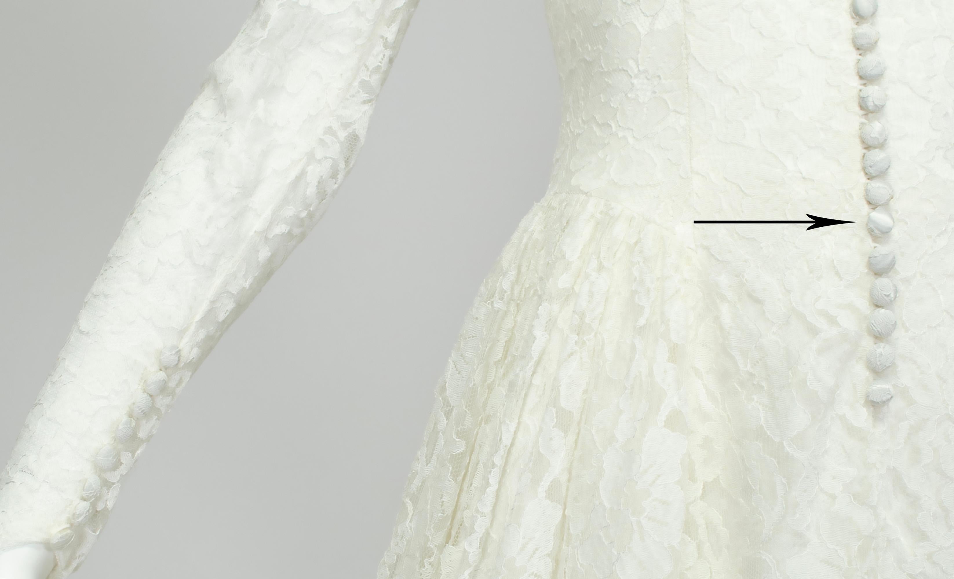 Kelly-Inspired Modest Ivory Peter Pan Illusion Wedding Gown w Cap – XS ...