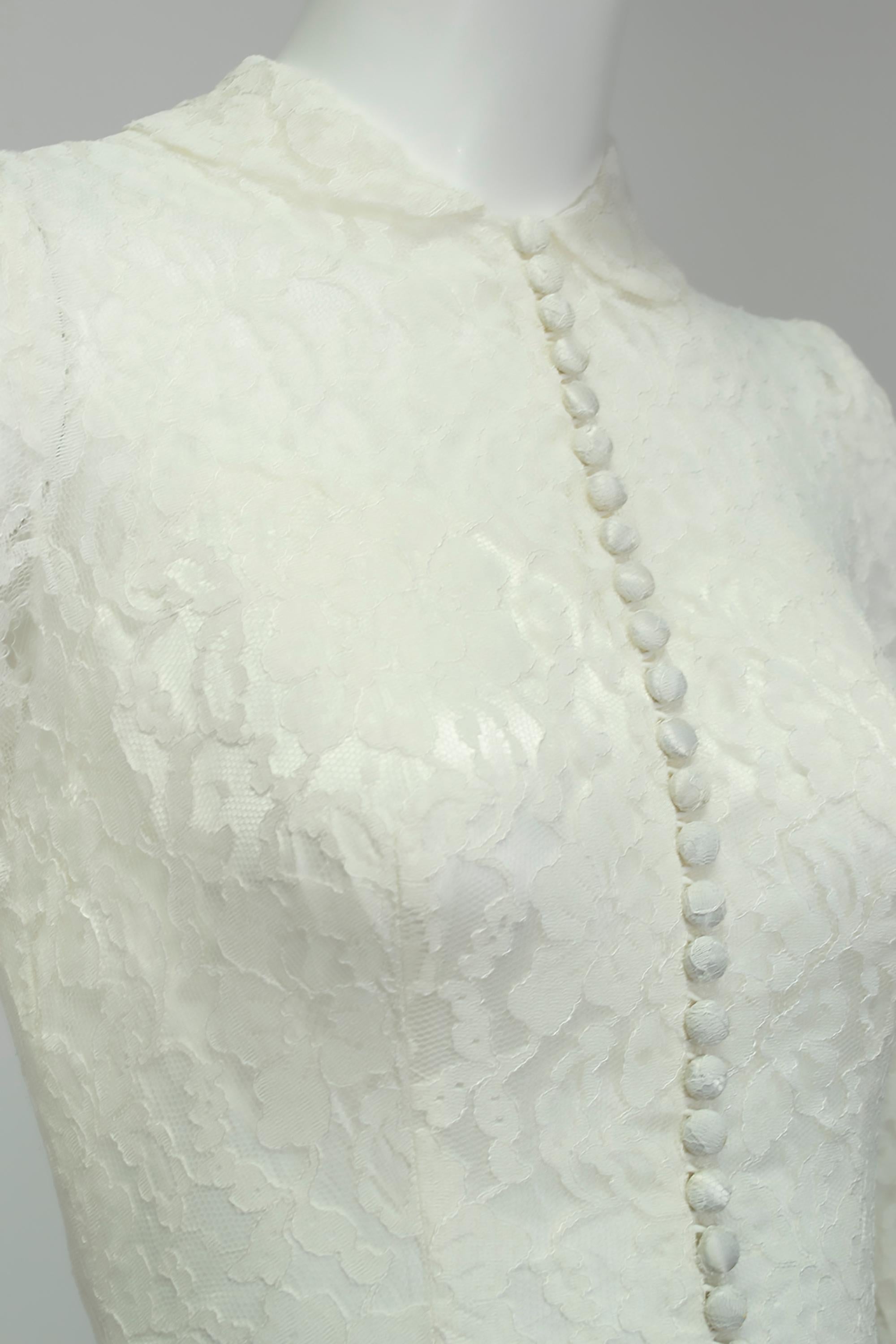 Kelly-Inspired Modest Ivory Peter Pan Illusion Wedding Gown w Cap – XS ...