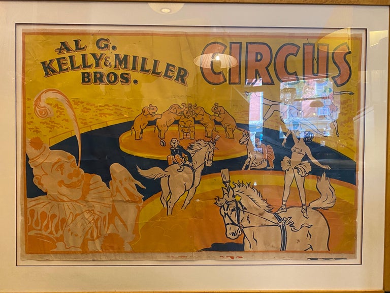 Kelly and Miller Brothers Circus Poster 'Framed' For Sale at 1stDibs