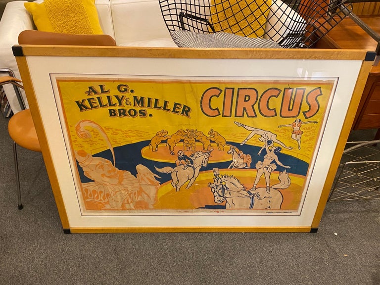 Kelly and Miller Brothers Circus Poster 'Framed' For Sale at 1stDibs