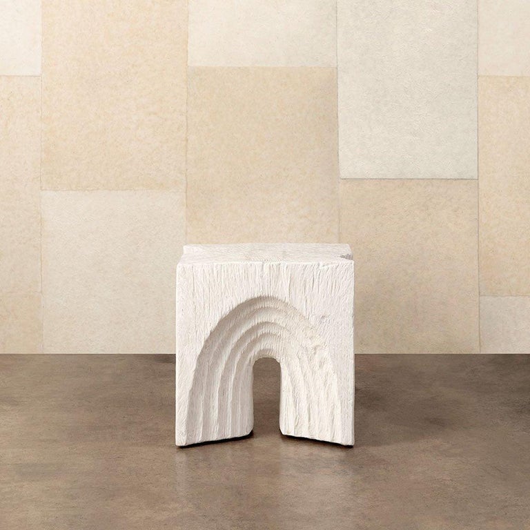 Kelly Wearstler Carved Wood Echo Stool For Sale at 1stDibs