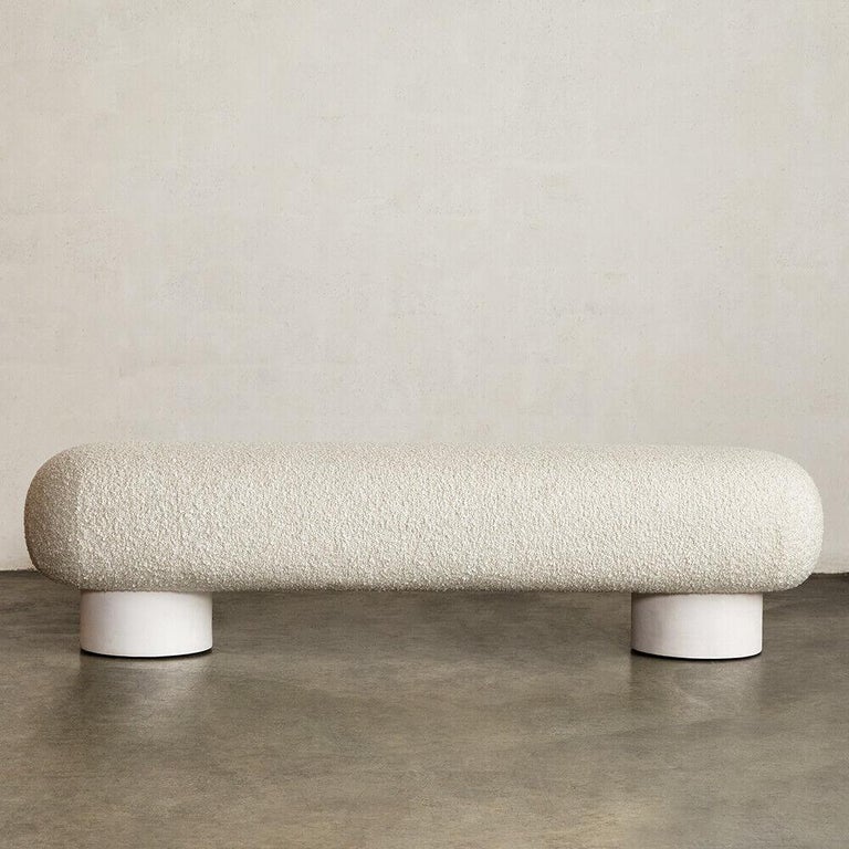 Kelly Wearstler Colina Bench, White Bouclé For Sale at 1stDibs