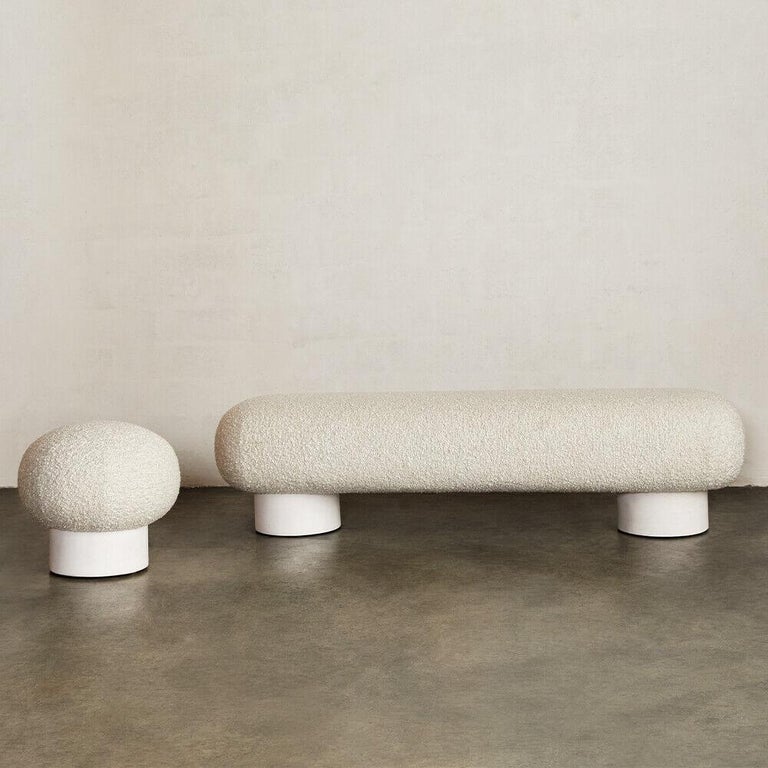 Kelly Wearstler Colina Stool, White Boucle For Sale at 1stDibs