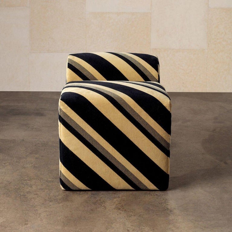 Kelly Wearstler Esfera Ottoman in Checker Mushroom Fabric For Sale at ...