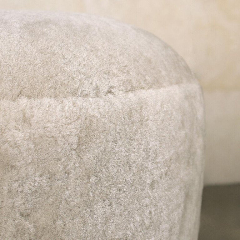 Kelly Wearstler Signature Foot Stool with Natural Shearling and Cast ...