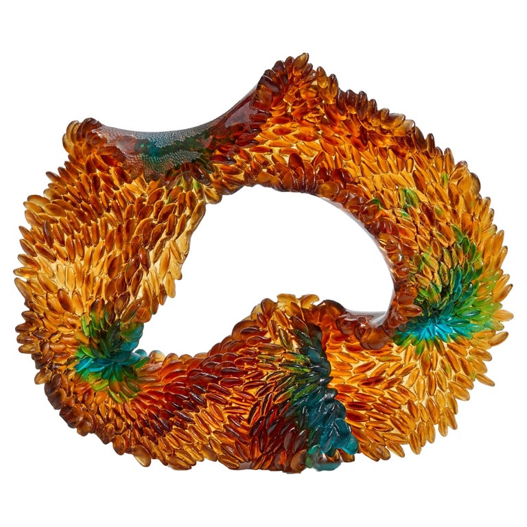 Kelp, a Unique Amber, Aqua and Green Cast Glass Sculpture by Nina ...