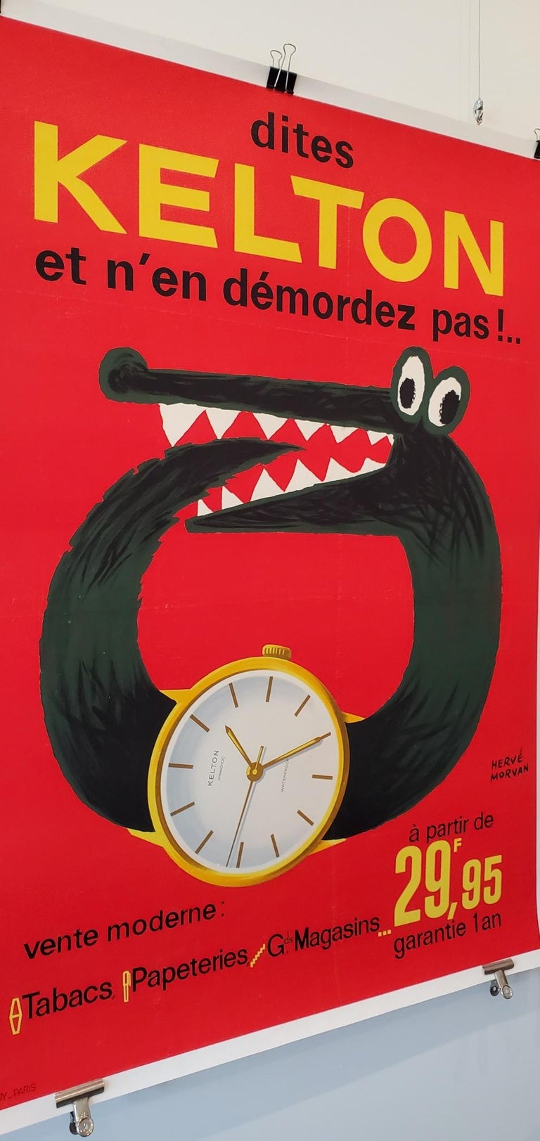 Kelton Watch by Herve Morvan Original Vintage Poster For Sale at 1stDibs