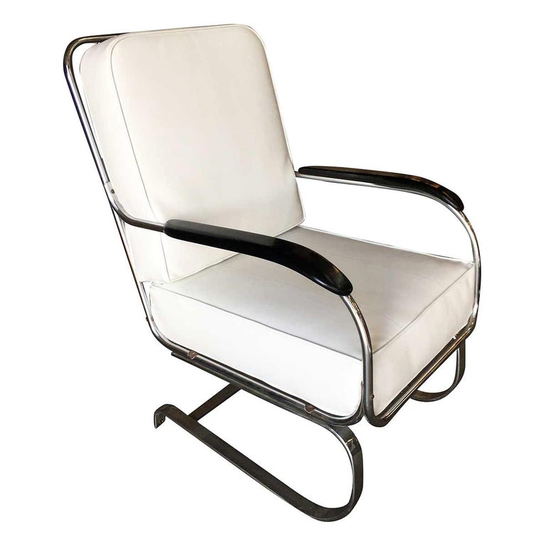 KEM Weber Chrome Art Deco Armchair "Springer Chair" for Lloyd at 1stDibs