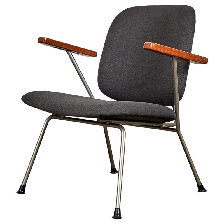 Kembo Lounge Chair Newly Upholstered in Dark Grey at 1stDibs
