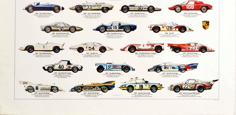 Ken Rush - Original Vintage Auto Poster Porsche Racing Cars Motorsport ...