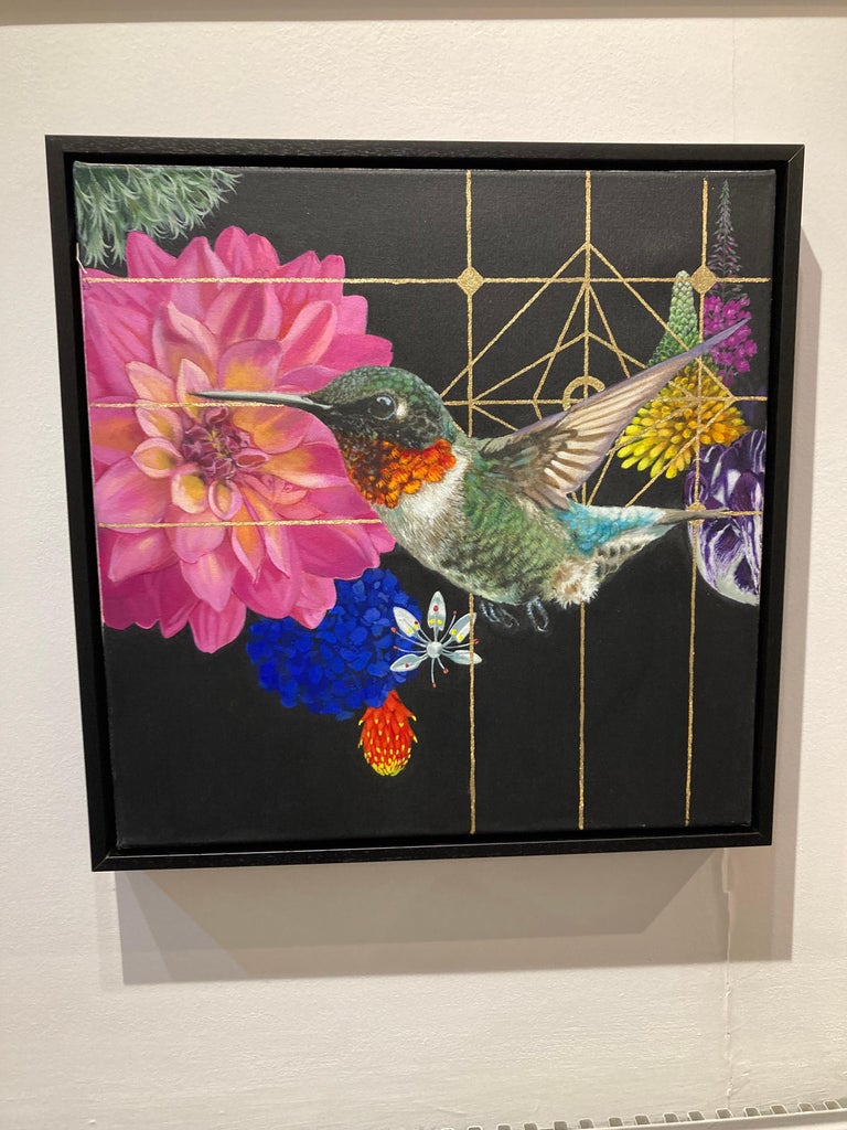 Keng Wai Lee - Louise - contemporary mixed media colorful hummingbird ...