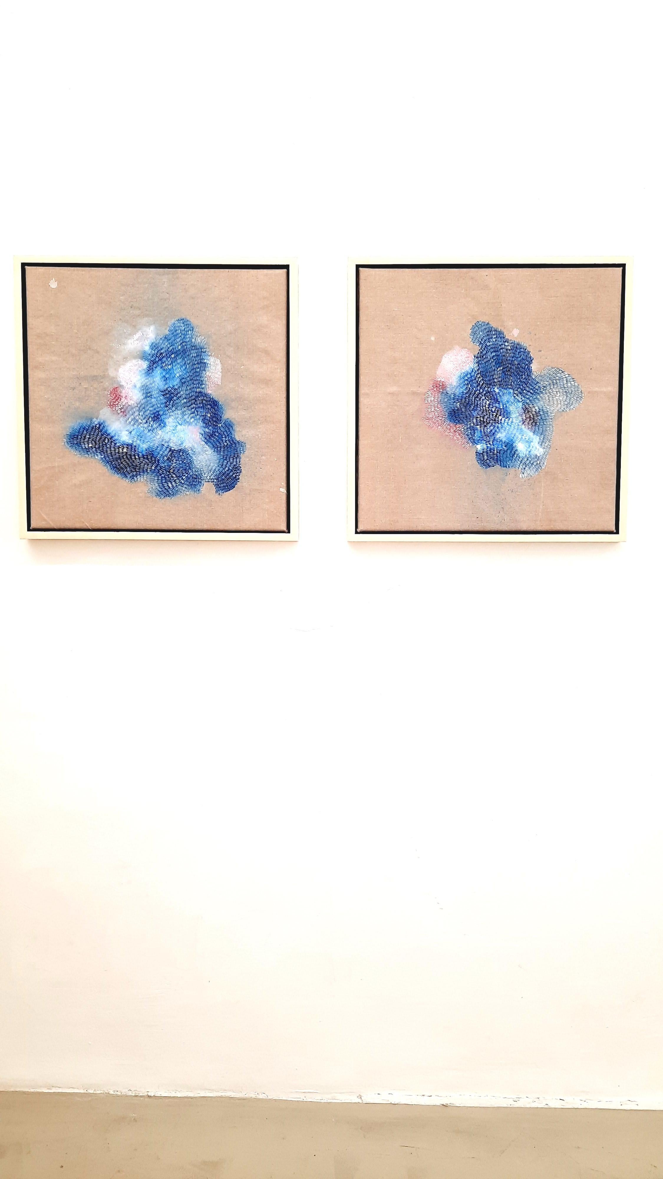 Kenji Lim - Islands of Spray 6 - Contemporary Abstract Blue and Pink ...