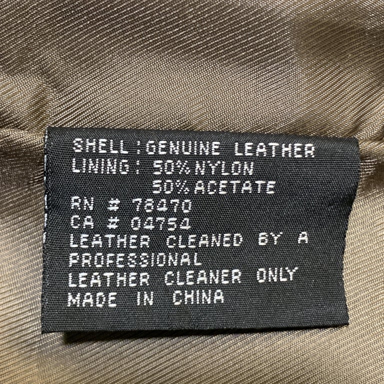 KENNETH COLE 42 Gold Metallic Leather Zip Up Vintage Bomber Style ...