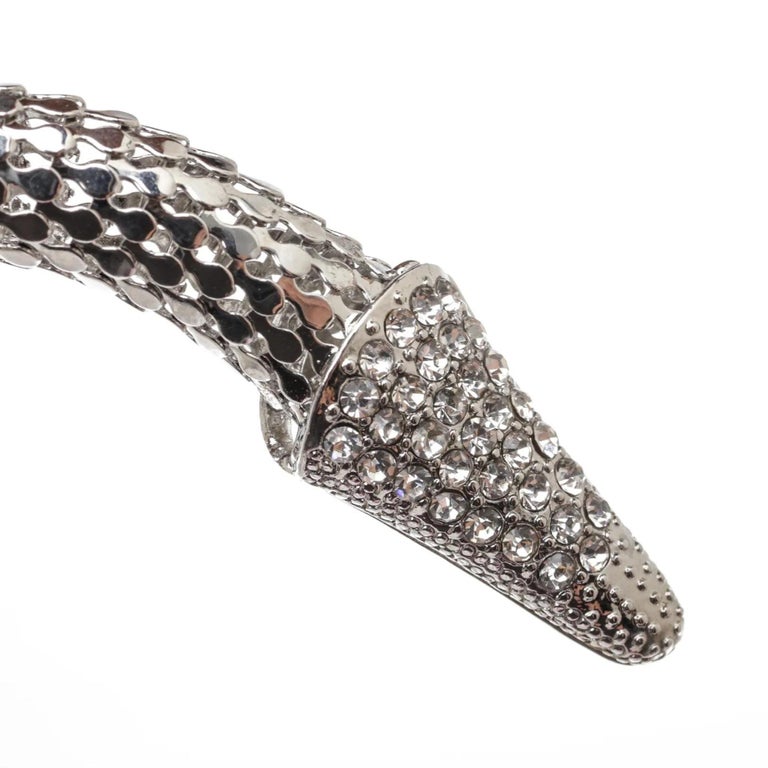 Kenneth J Lane Silver Snake Necklace Green Eyes For Sale at 1stDibs