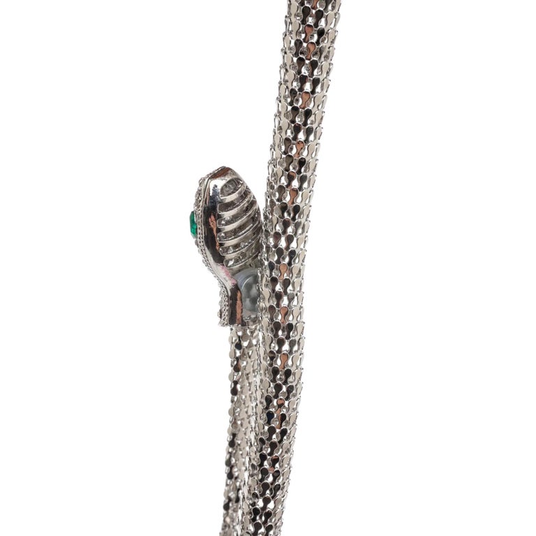 Kenneth J Lane Silver Snake Necklace Green Eyes For Sale at 1stDibs