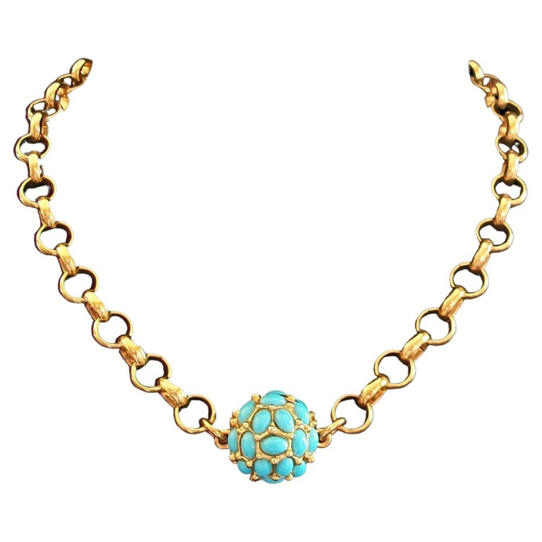 Kenneth Jay Lane, Faux Turquoise and Gold Plated Necklace, U.S.A ...