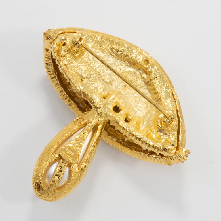 Kenneth Jay Lane Gold Enchanted Mushroom Pin Brooch, Crystals and Faux ...