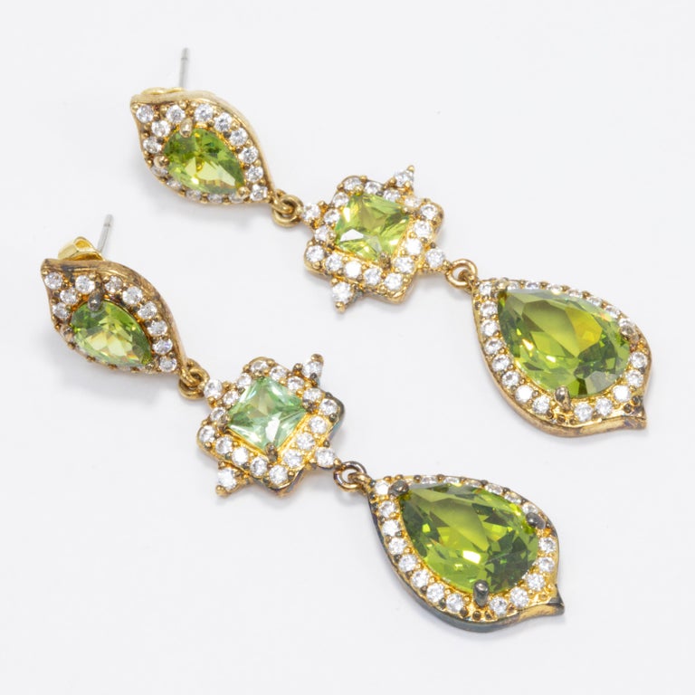 Kenneth Jay Lane Gold Peridot Cubic Zirconia Drop Dangle Earrings at ...