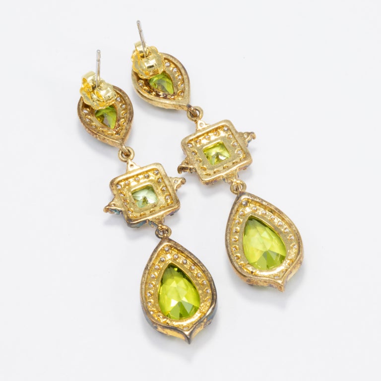 Kenneth Jay Lane Gold Peridot Cubic Zirconia Drop Dangle Earrings at ...