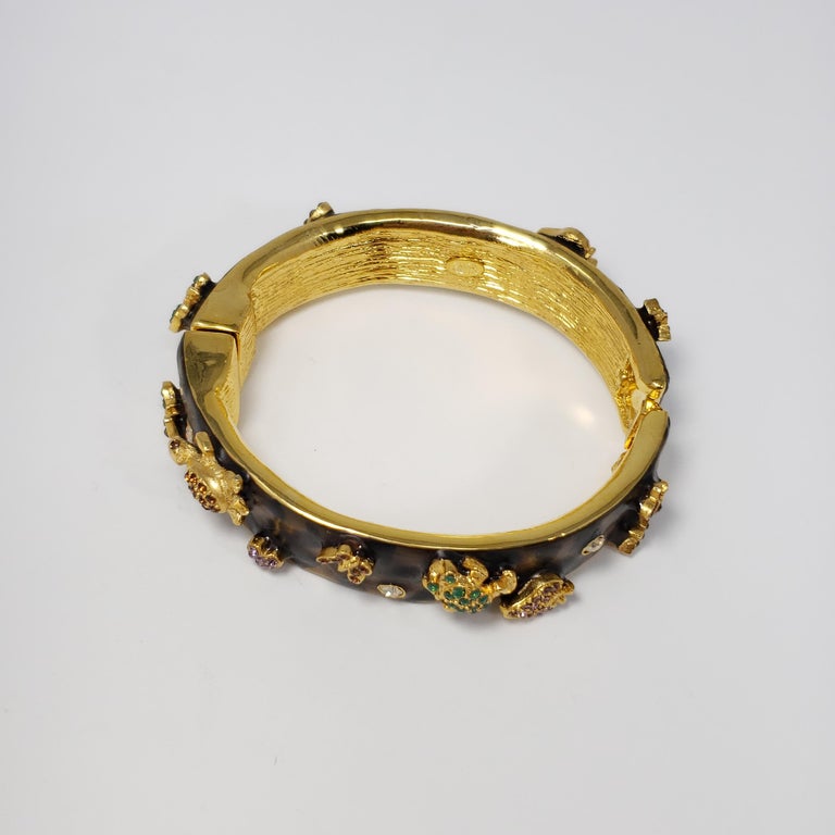 Kenneth Jay Lane KJL Pave Crystal Raised Motif Bangle Bracelet Leopard ...