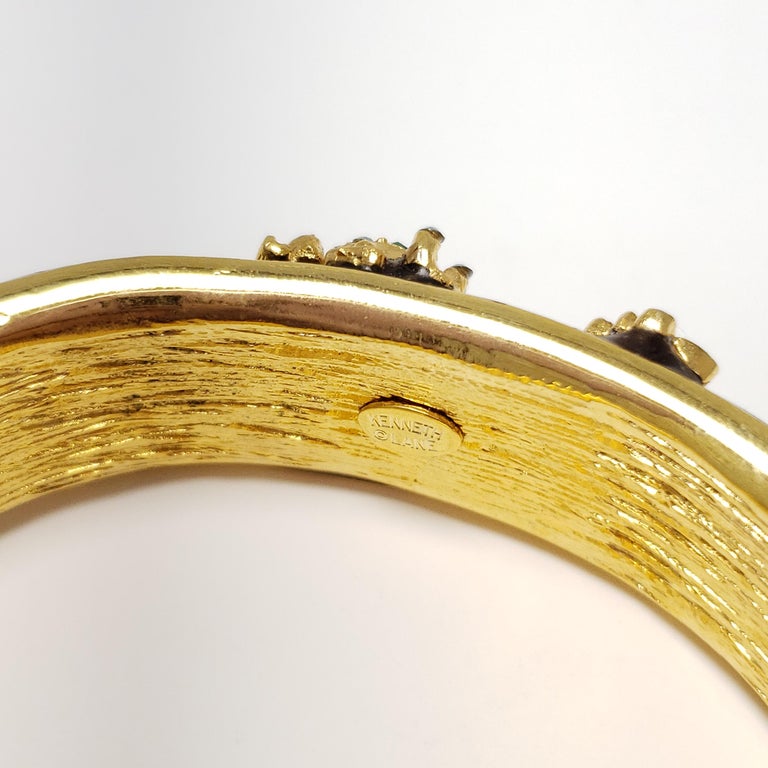 Kenneth Jay Lane KJL Pave Crystal Raised Motif Bangle Bracelet Leopard ...