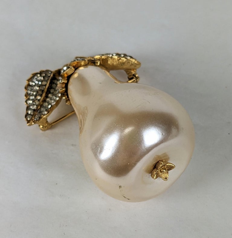 Kenneth Jay Lane Massive Pearl Pear Brooch For Sale at 1stDibs
