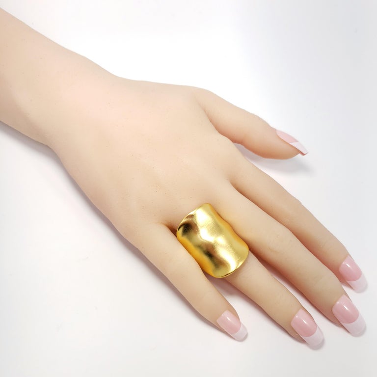 Kenneth Jay Lane Satin Gold Cocktail Statement Ring, KJL, Contemporary ...