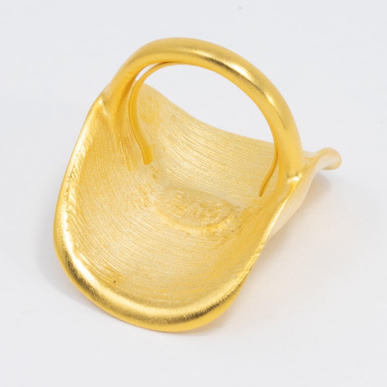 Kenneth Jay Lane Satin Gold Cocktail Statement Ring, KJL, Contemporary ...