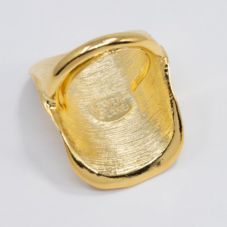 Kenneth Jay Lane Satin Gold Cocktail Statement Ring, KJL, Contemporary ...