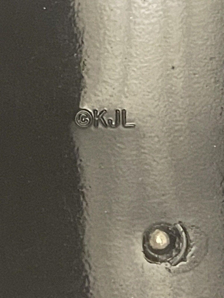 Kenneth Jay Lane Signed KJL Designer Vintage Lioness Black Enamel Cuff Bracelet For Sale at 1stDibs