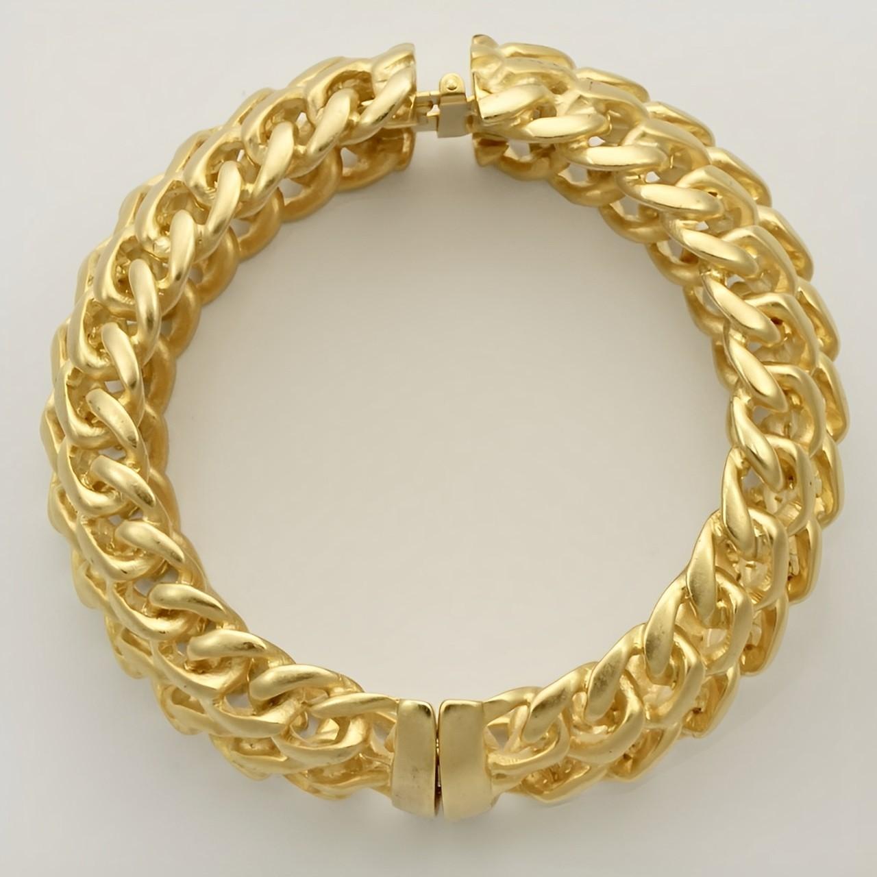 Kenneth Jay Lane Triple Chain Matt Gold Plated Bangle 1990s For Sale at ...