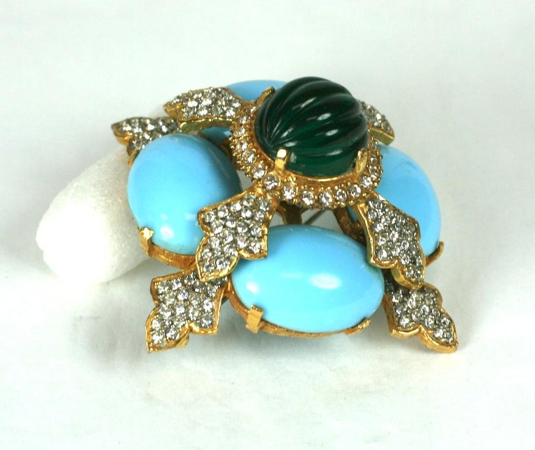 Kenneth Jay Lane Turquoise and Emerald Crest at 1stDibs