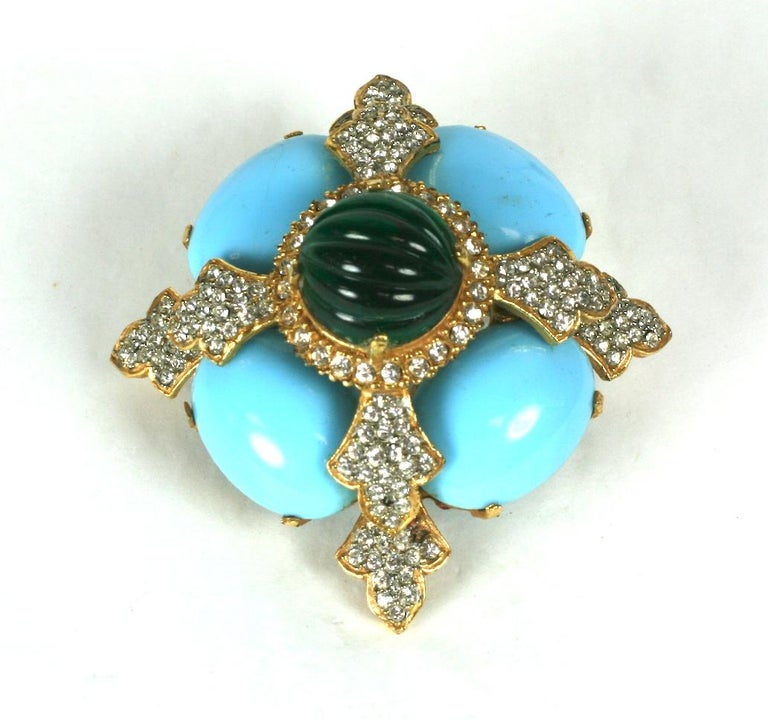 Kenneth Jay Lane Turquoise and Emerald Crest at 1stDibs