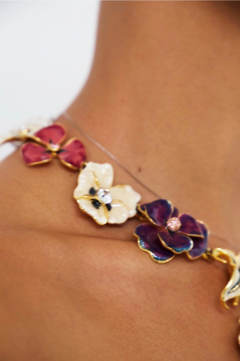 Kenneth Lane Vintage Flower Pendant Necklace For Sale at 1stDibs