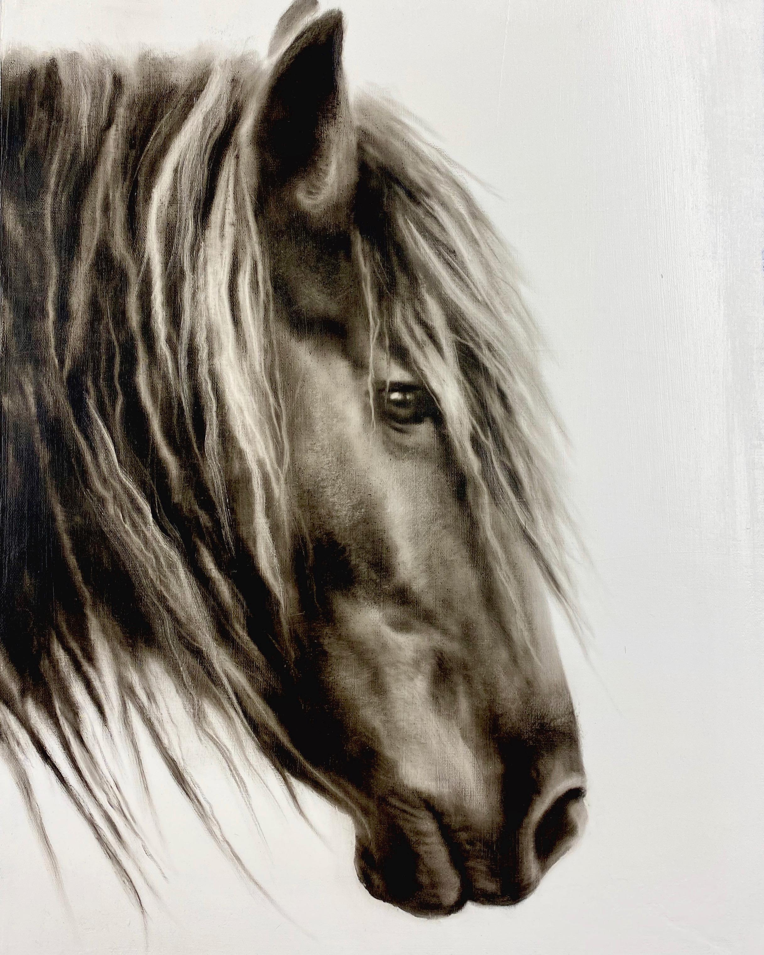 Kenneth Peloke - "Untitled" photorealistic black and white oil painting ...