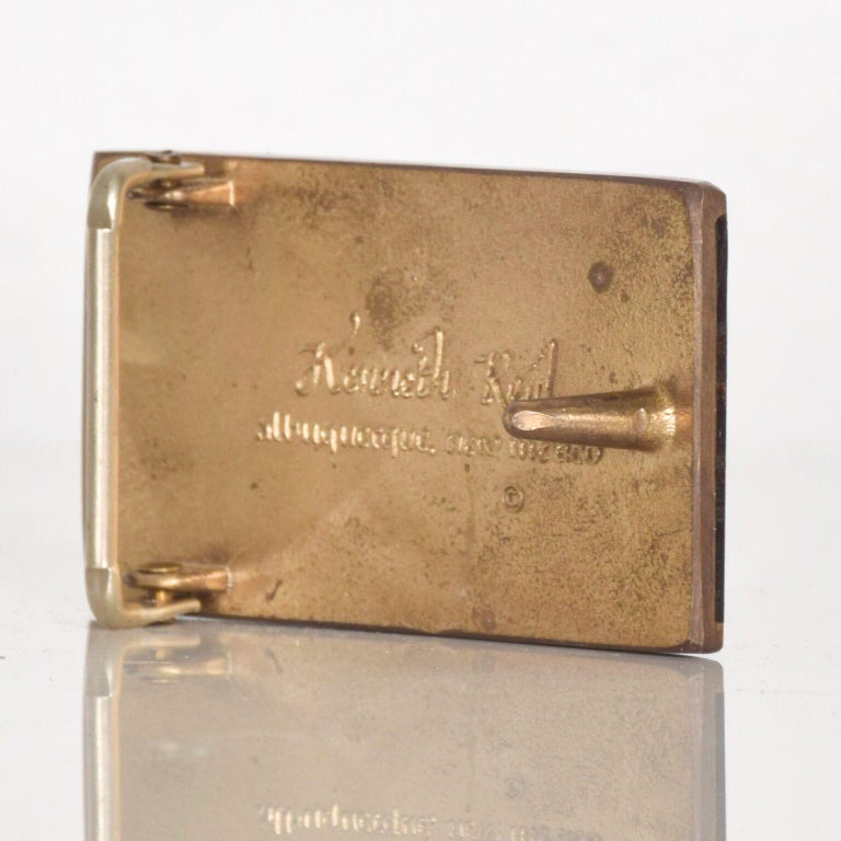 Kenneth Reid Modern Brass Exotic Wood Stripe Belt Buckle New Mexico ...