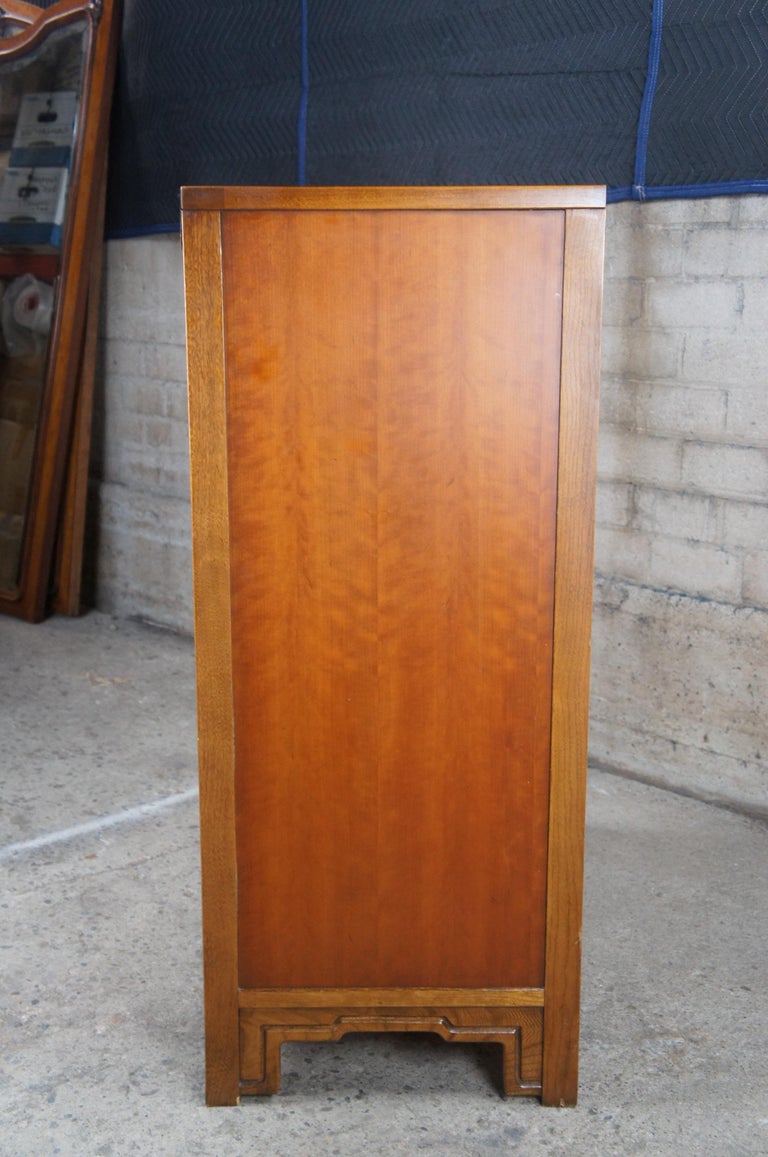Kent Coffey Lotus Chinoiserie Campaign Cherry Tallboy Dresser Chest of ...