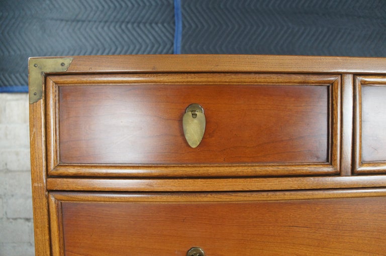 Kent Coffey Lotus Chinoiserie Campaign Cherry Tallboy Dresser Chest of ...