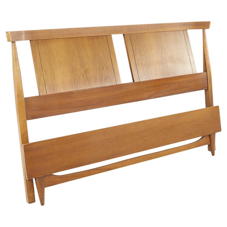 Kent Coffey Mid Century Tableau Full Walnut Headboard and Footboard For ...